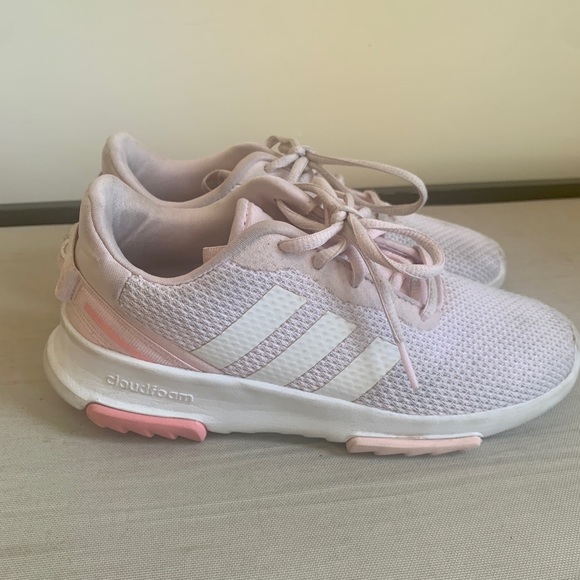 adidas | Shoes | Adidas Youth Kids Girls Pink White Running Lace ...